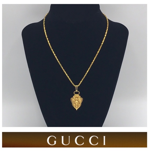 Gucci | Jewelry | Authentic Gucci Tag Gold Tone Costume Necklace | Poshmark